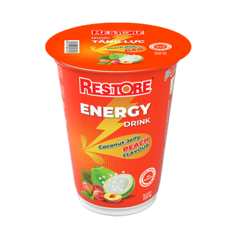 Restore Energy Drink Coconut Jelly Peach Flavor 225ML - Bidrico