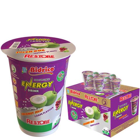 Restore Energy Drink Coconut Jelly Peach Flavor 225ML - Bidrico
